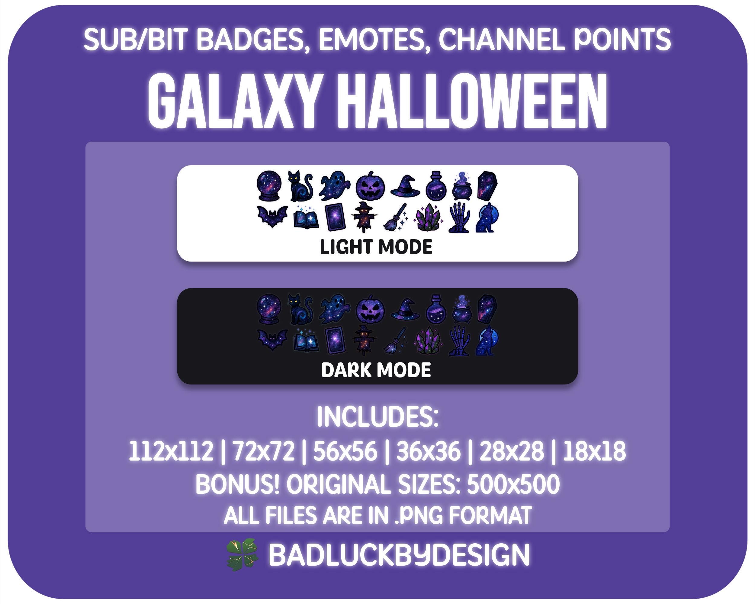16x Galaxy Halloween Twitch Badges/emotes - Spooky Purple Space Stars ...