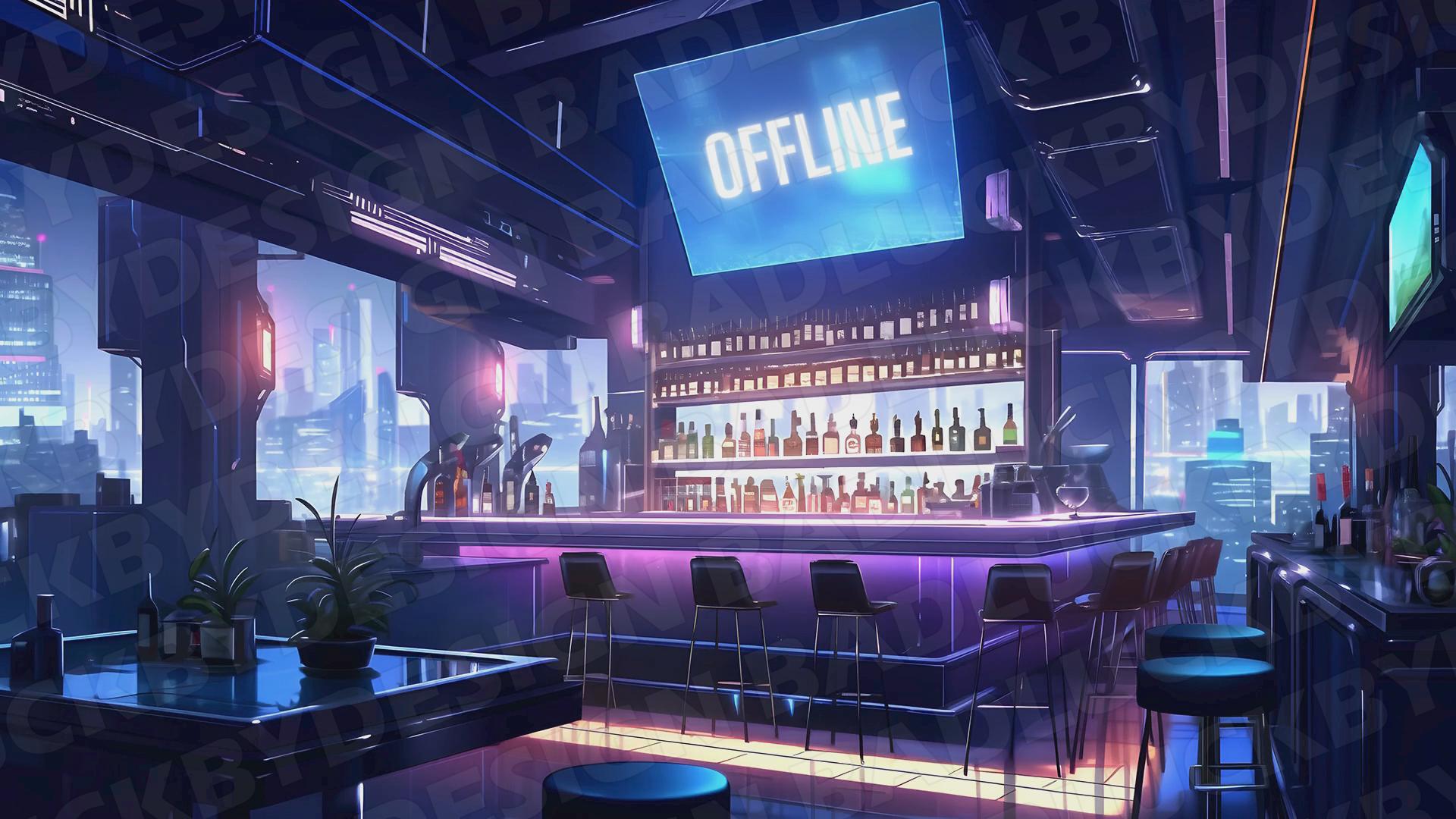 Animated Penthouse Bar Stream Scenes - Neon Cyberpunk Twitch Screens ...