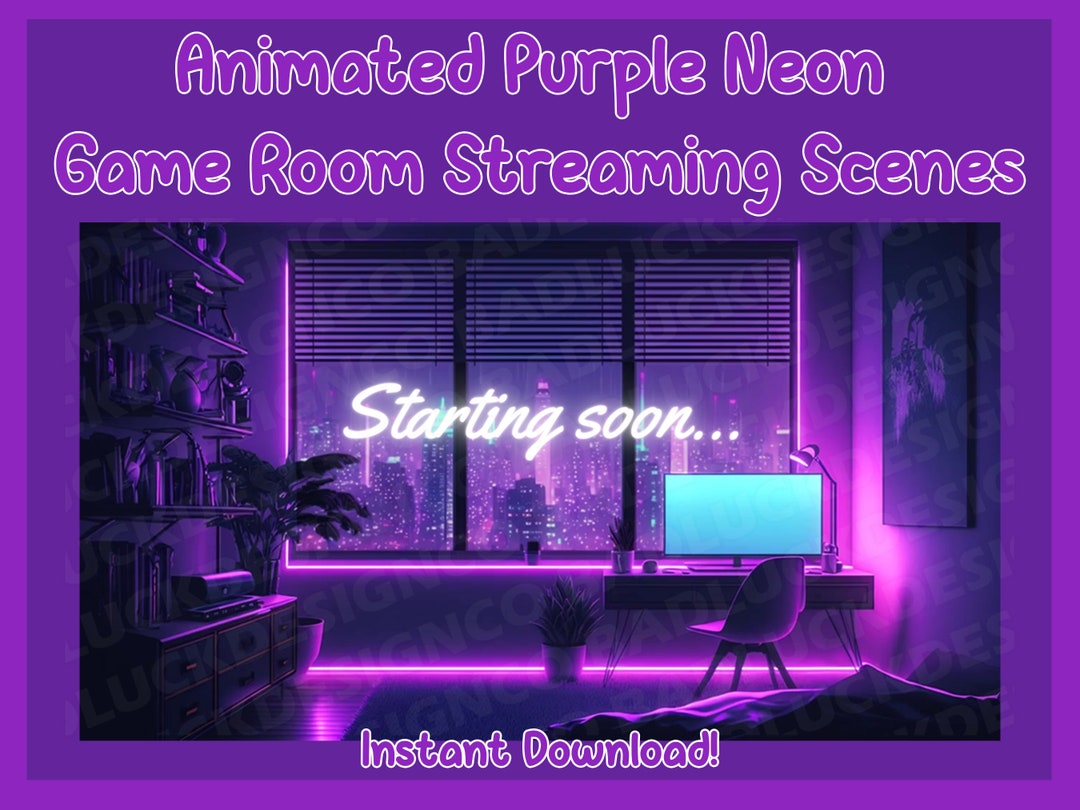 Animated Neon Pink/purple Game Room Streaming Scenes Cozy - Etsy
