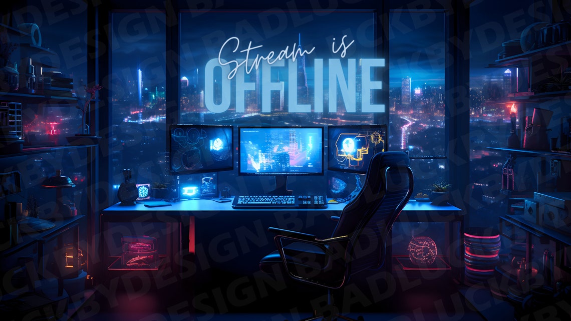 TRANSPARENT Futuristic Blue Gaming Room Animated Streaming Scenes ...