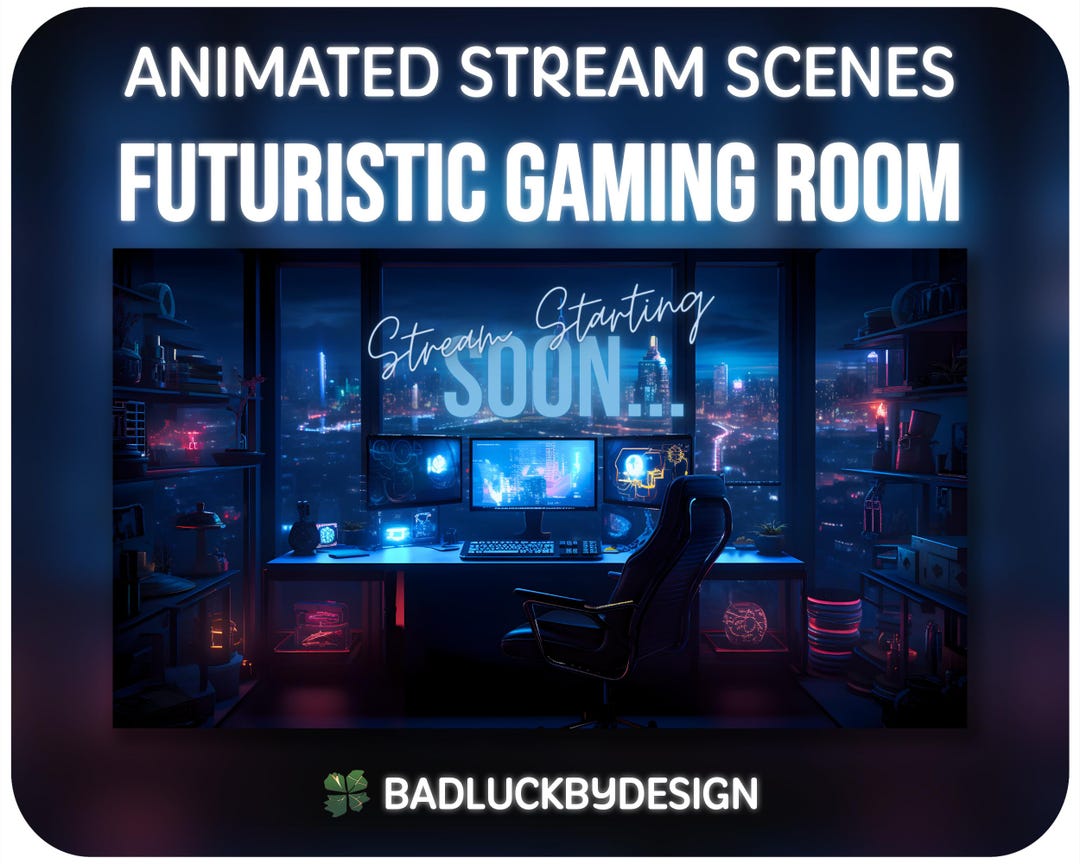 Animated Blue Room Stream Scenes - Futuristic Cyberpunk Twitch Screens ...