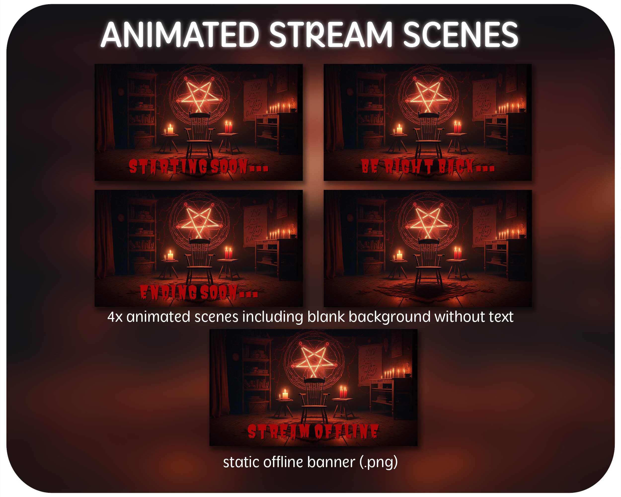 Pentagram Horror Room Animated Stream Scenes Twitch Screens Pack Spooky ...