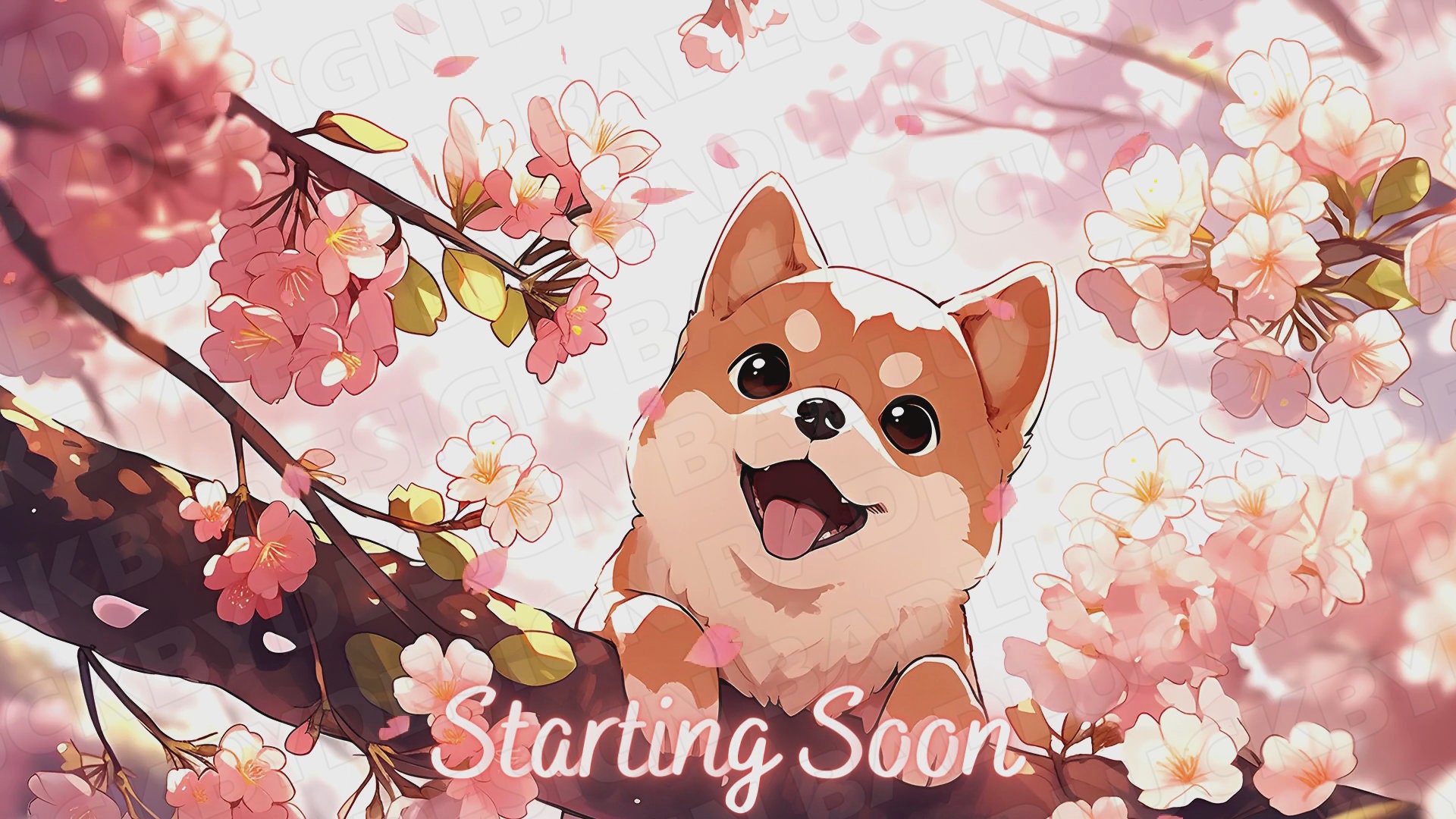 Cherry Blossom Puppy Series Shiba Inu Animated Twitch Screens Cute Puppy Floral Sakura Starting ...