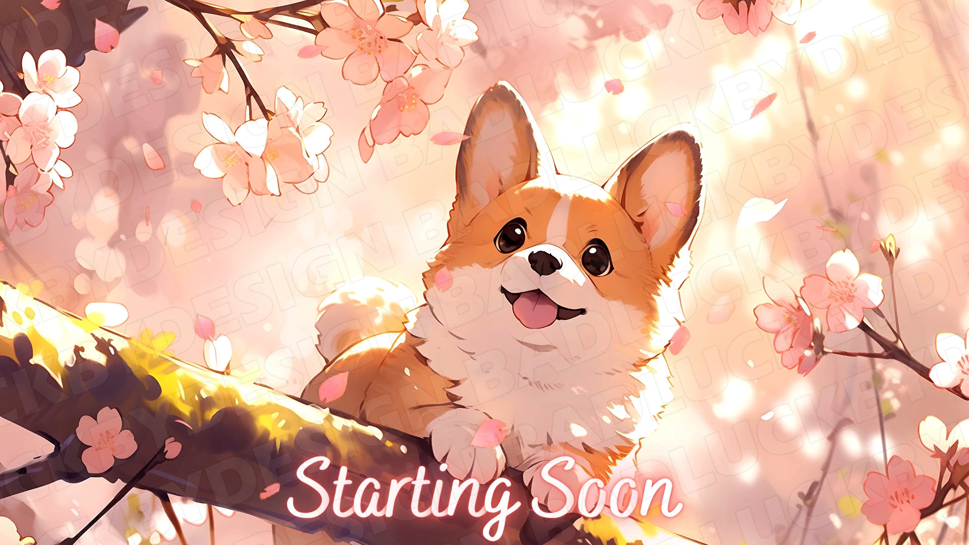 Animated Corgi Puppy Stream Scenes - Cherry Blossom Twitch Screens ...
