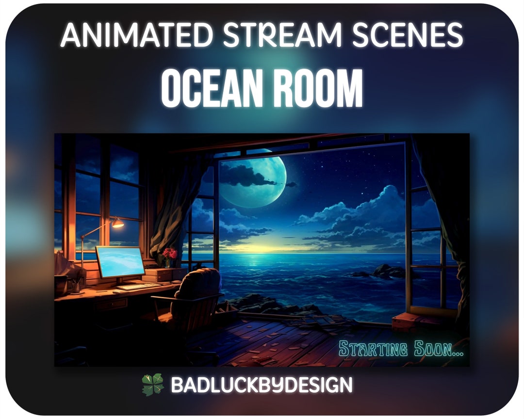 Fantasy Ocean Room Animated Stream Scenes, Nighttime Sea Water Twitch ...