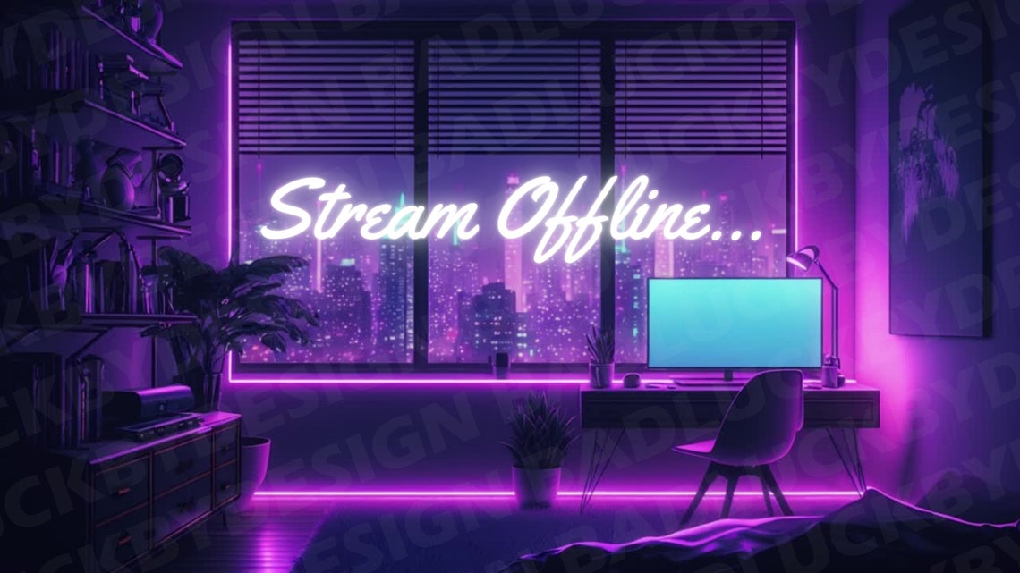 Animated Neon Pink/purple Game Room Streaming Scenes Cozy Futuristic ...