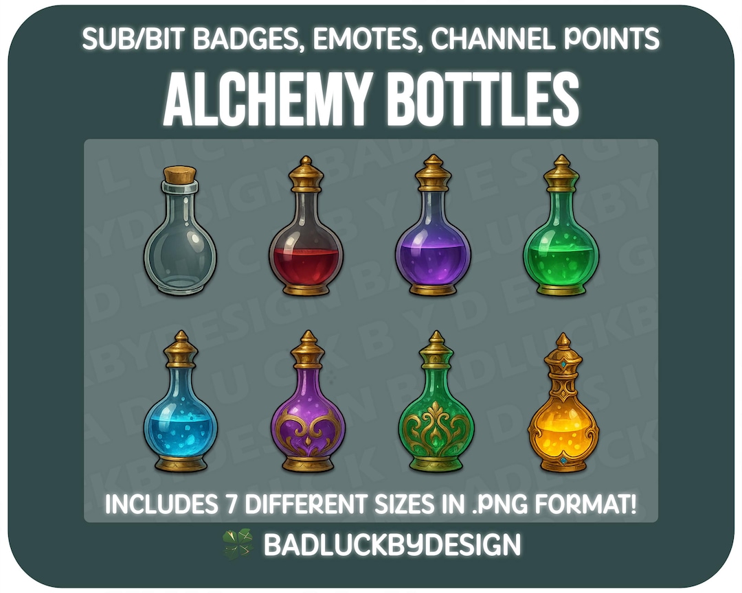 8x Potion Twitch Badges/emotes - Alchemy Bottle & RPG Magic Fantasy ...