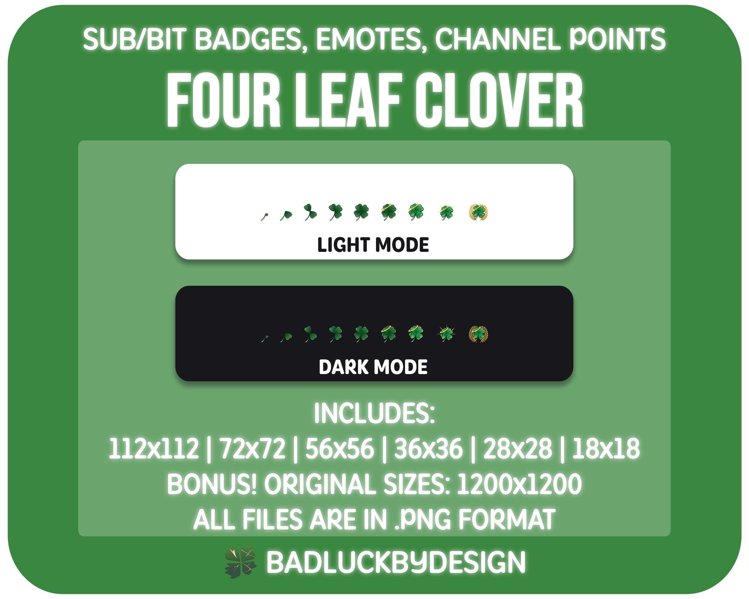 Four Leaf Clover Twitch Badges Shamrock Plant Nature Emotes Pack 9 - Etsy