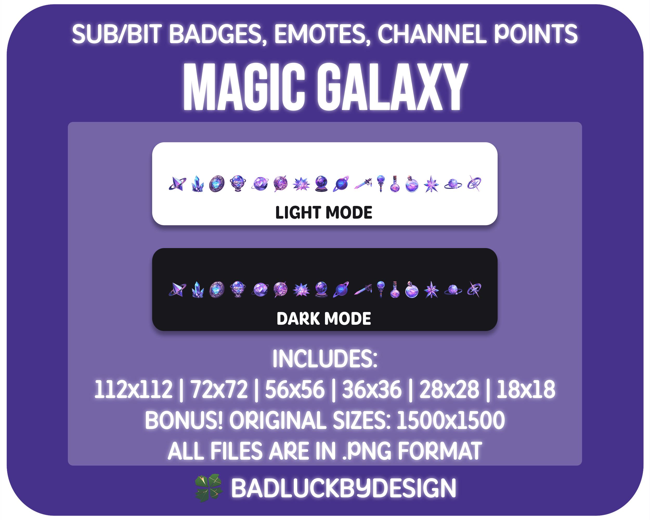 16x Magic Galaxy Twitch Badges/emotes - Fantasy Space & Sci-fi Streamer ...