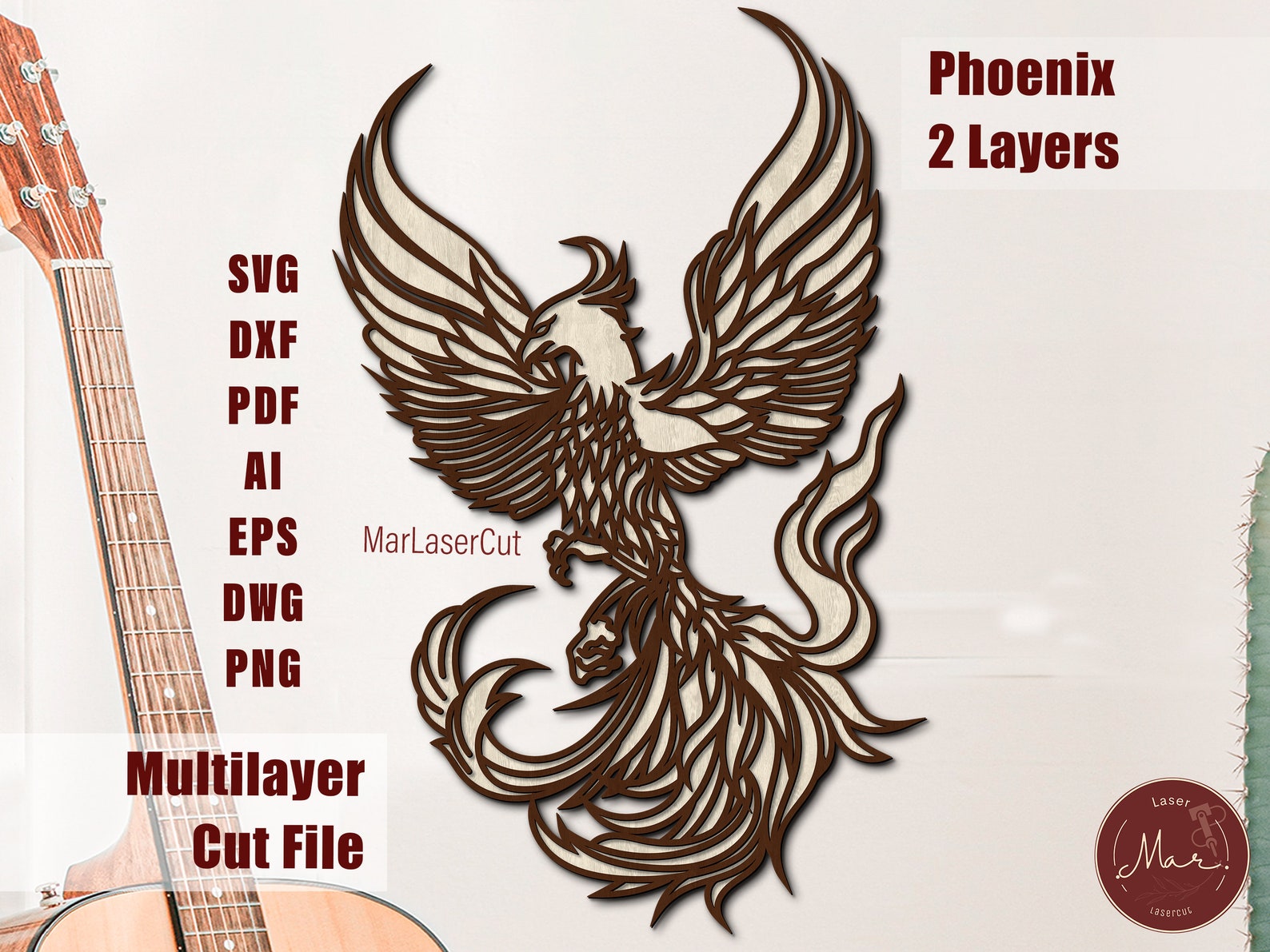 Multilayer Phoenix Laser Cut File 3D Layered Phoenix Paper Cut SVG ...