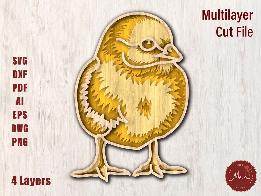 Multilayer Chick Laser Cut File 3D Layered Baby Chicken Layered Dxf Dwg ...