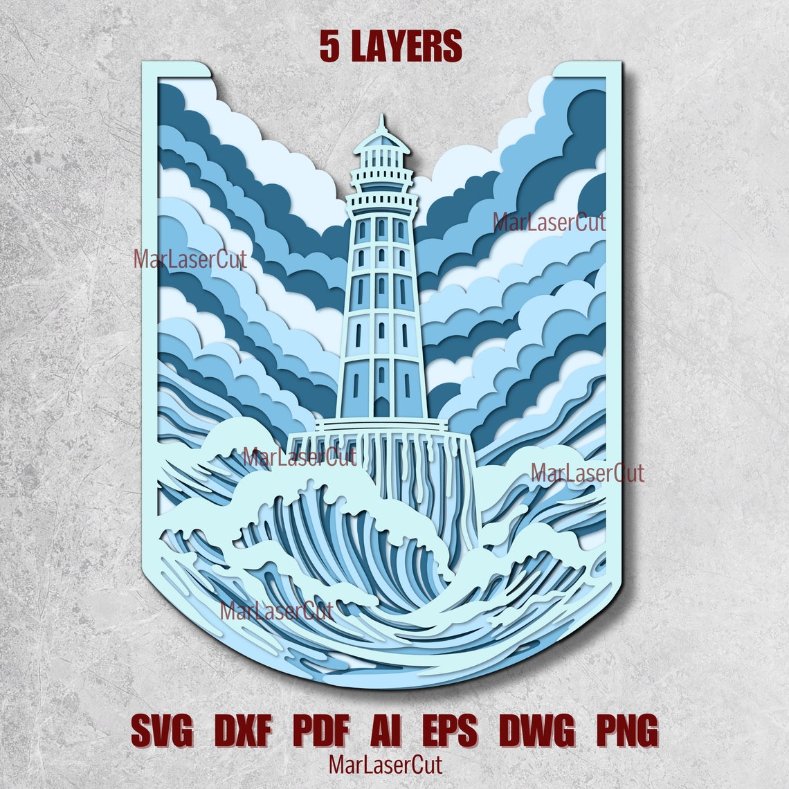 Lighthouse Layered SVG Nautical Art SVG Cut File 3d Layer Decorative ...