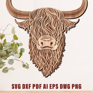 Multilayer Highland Cow Laser Cut File Highland Cow SVG Layered Svg ...