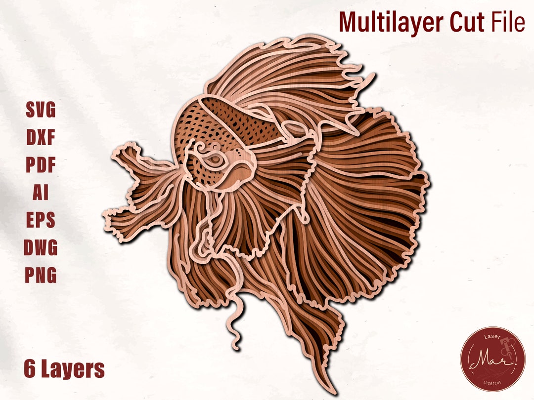 Multilayer Betta Fish Laser Cut Digital File Layered 3D Wood Mandala ...