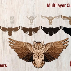 Multilayer Owl Laser Cut File Owl Mandala SVG Layer Owl CNC Multilayer ...