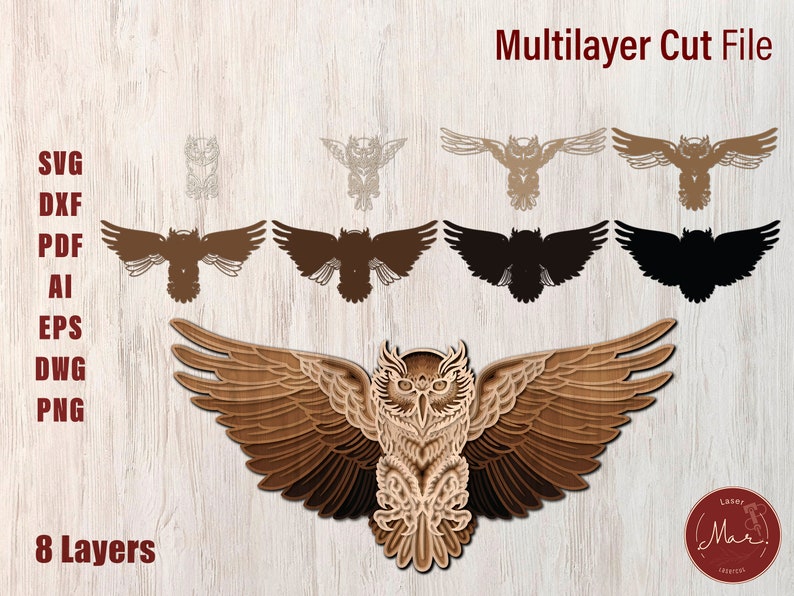 Multilayer Owl Laser Cut File Owl Mandala SVG Layer Owl CNC Multilayer ...