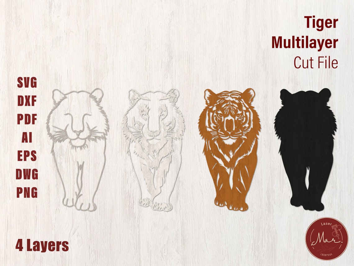 Multilayer Tiger Laser Cut File 3D Tiger Mandala Layered Dxf Dwg ...