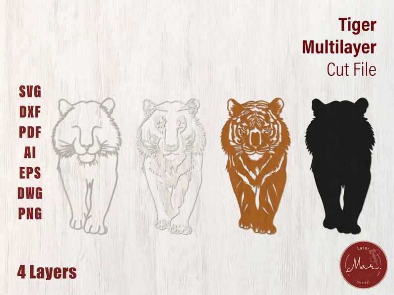 Multilayer Tiger Laser Cut File 3D Tiger Mandala Layered Dxf Dwg ...