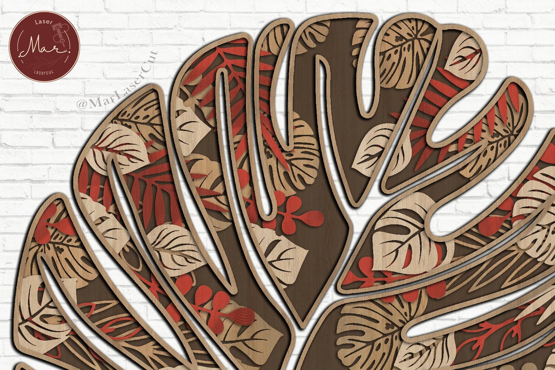 Monstera Leaf Laser Cut 3D File SVG Instant Download Vector - Etsy