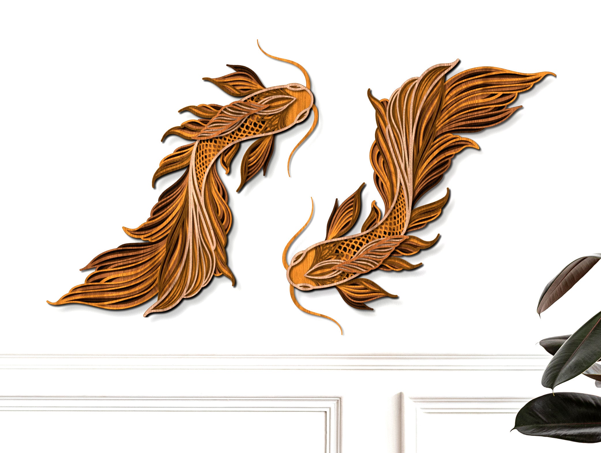 Multilayer Koi Fish Laser Cut File DXF Laser Cut Fish Mandala Koi SVG ...