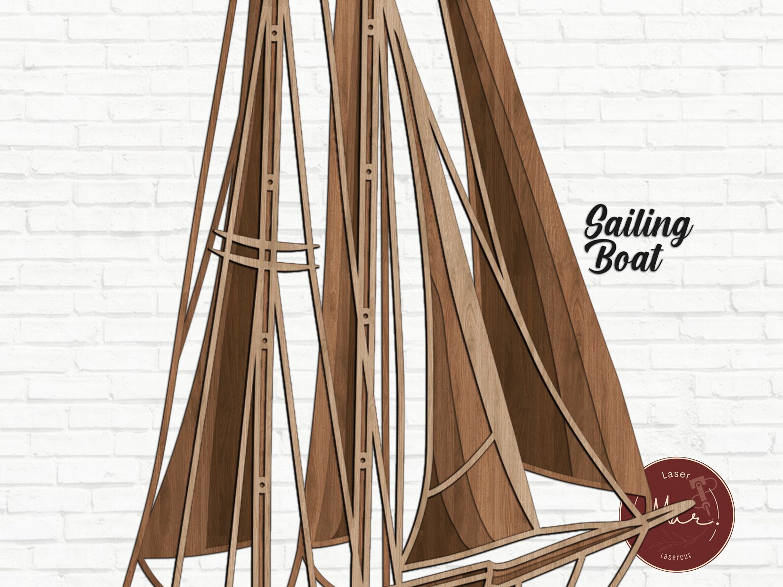 Sailing Boat Laser Cut 3D File SVG Multilayer Sailboat Laser Cut File ...