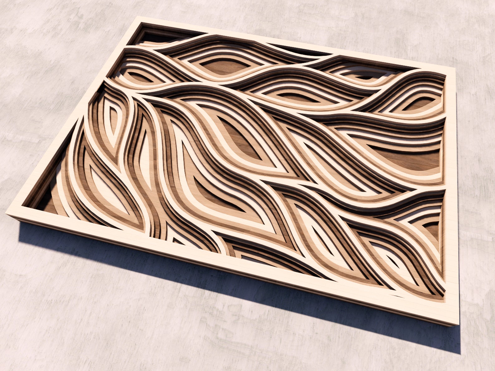 Abstract Waves Laser Cut 3D File Instant Download Ocean Multilayer ...