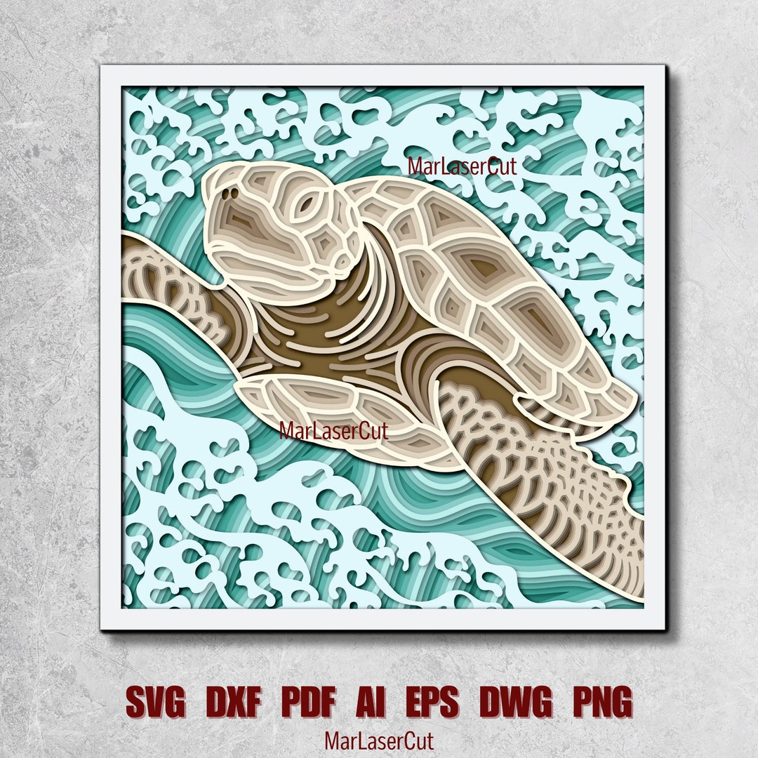 Layered 3D Sea Turtle Shadow SVG 3D File Cardstock SVG Instant Download ...