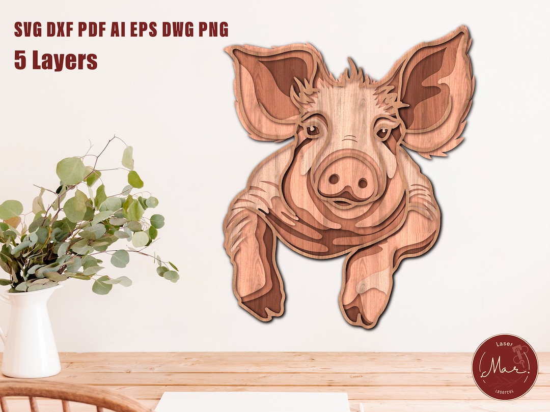 Multilayer Farm Pig Laser Cut File 3D Layered Pig Layered Dxf - Etsy