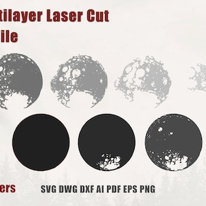 7 Layers Multi Layer Full Moon Laser Cut 3D File SVG Detailed Moon ...