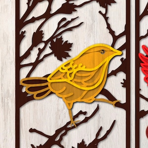 Multilayer Bird Wall Art Laser Cut File 3D Layered Bird Layered Dxf Dwg ...