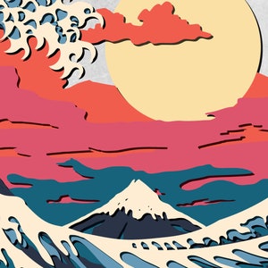 Multilayer Great Wave SVG Laser Cut File Paper Cutting Art Mandala Cut ...