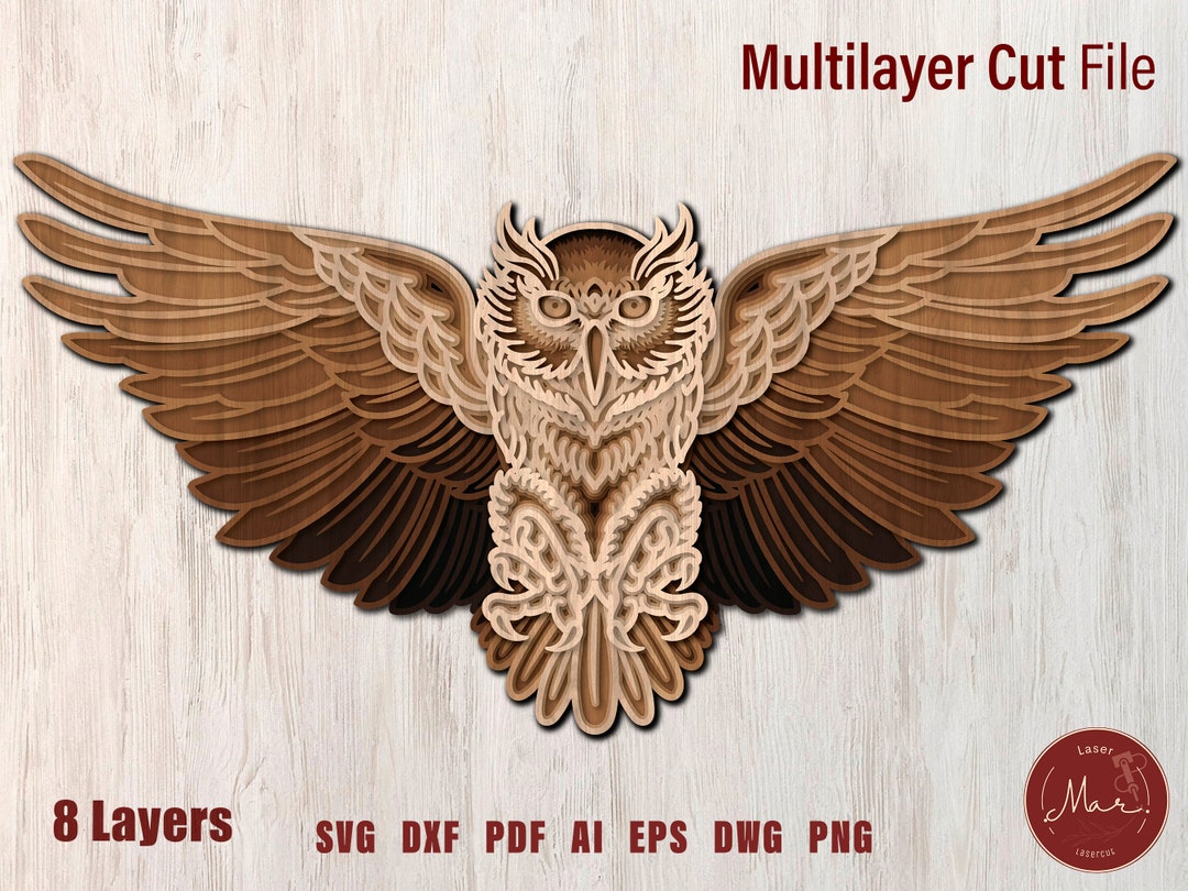 Multilayer Owl Laser Cut File Owl Mandala SVG Layer Owl CNC Multilayer ...