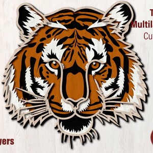 Multilayer Tiger Head Laser Cut File 3D Tiger Mandala Layered Dxf ...