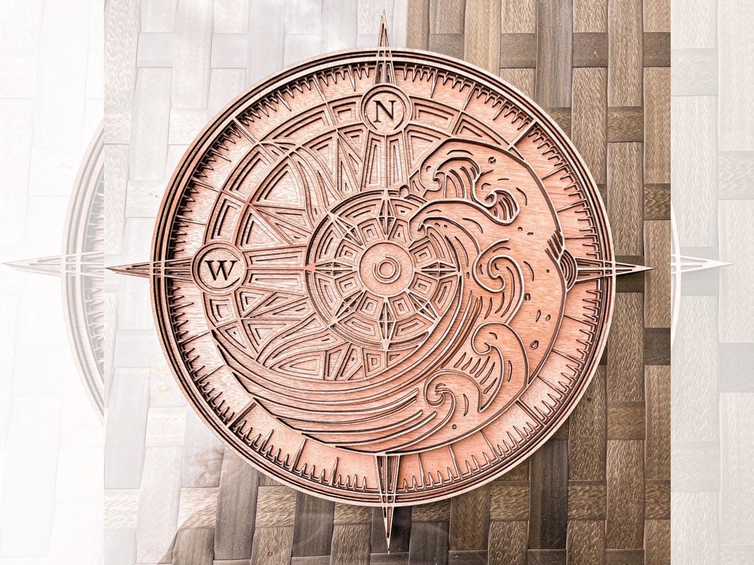 Multilayer Nautical Compass Laser Cut 3D File Layered Nautical Compass ...