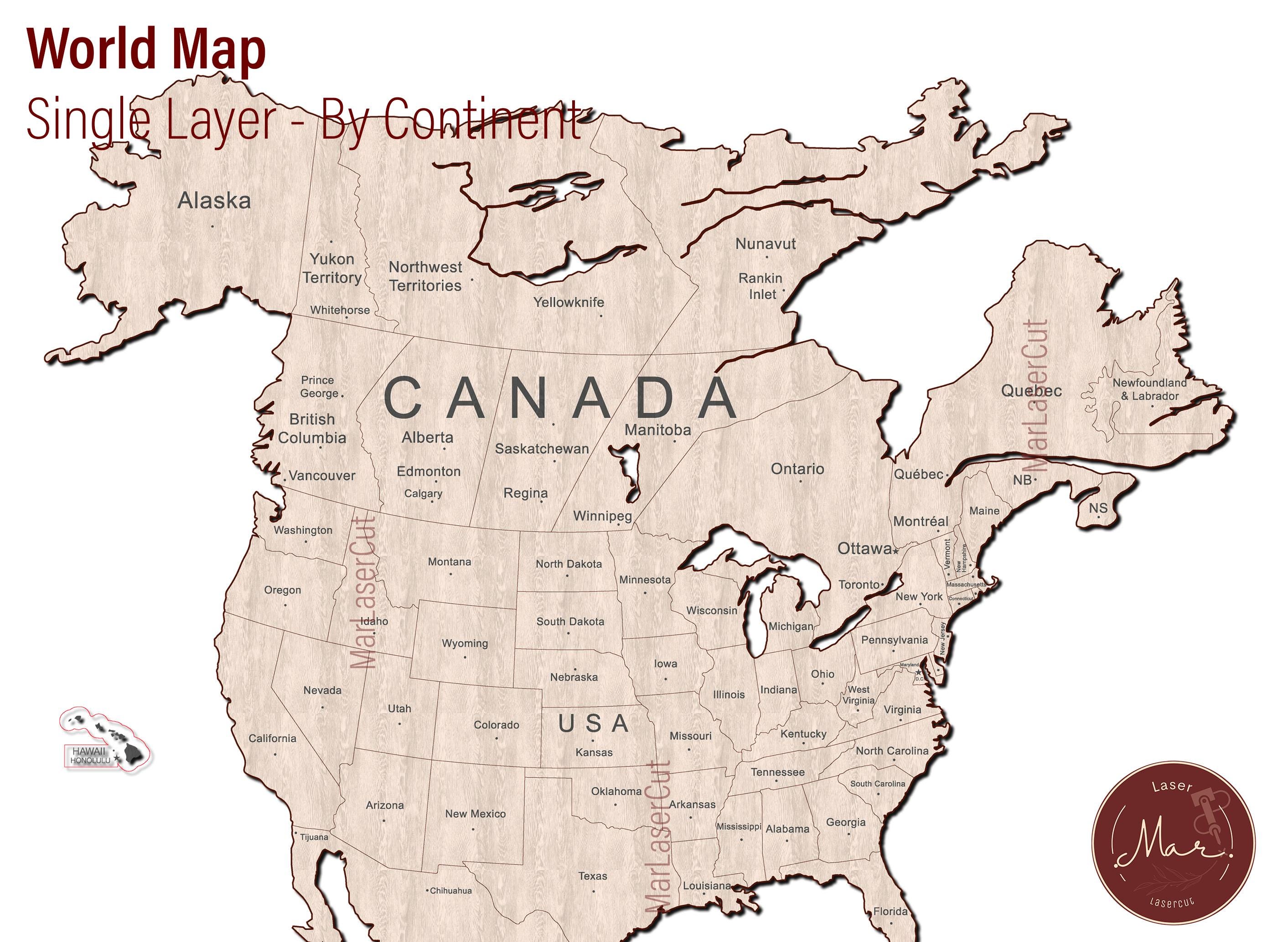 Map of the World Laser Cut File SVG Layered World Map Instant Download ...