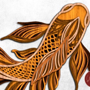 Multilayer Koi Fish Laser Cut File SVG Japanese Laser Cut Fish SVG ...