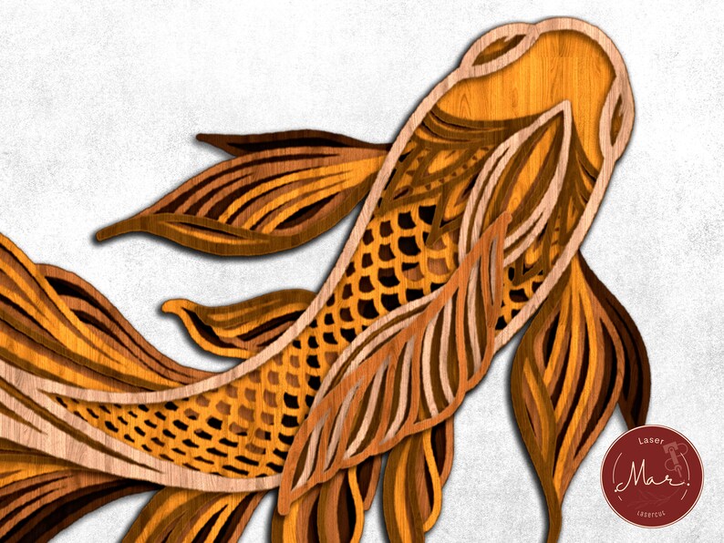 Multilayer Koi Fish Laser Cut File SVG Japanese Laser Cut Fish SVG ...