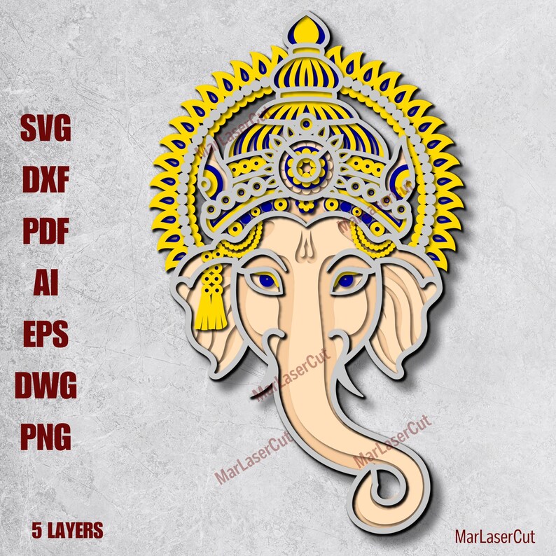 Multilayer Ganesha God Laser Cut File 3D Hinduism Mandala Layered Dxf ...