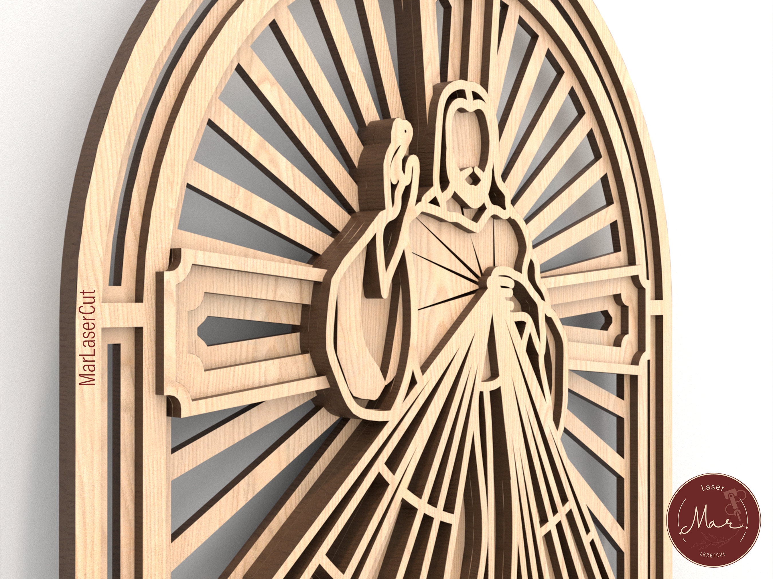 Layered Divine Mercy Laser Cut File 3D Multilayer Cross Layered Jesus ...