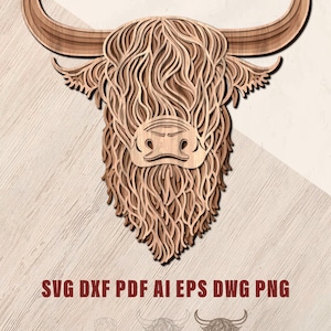 Multilayer Highland Cow Laser Cut File Highland Cow SVG Layered Svg ...