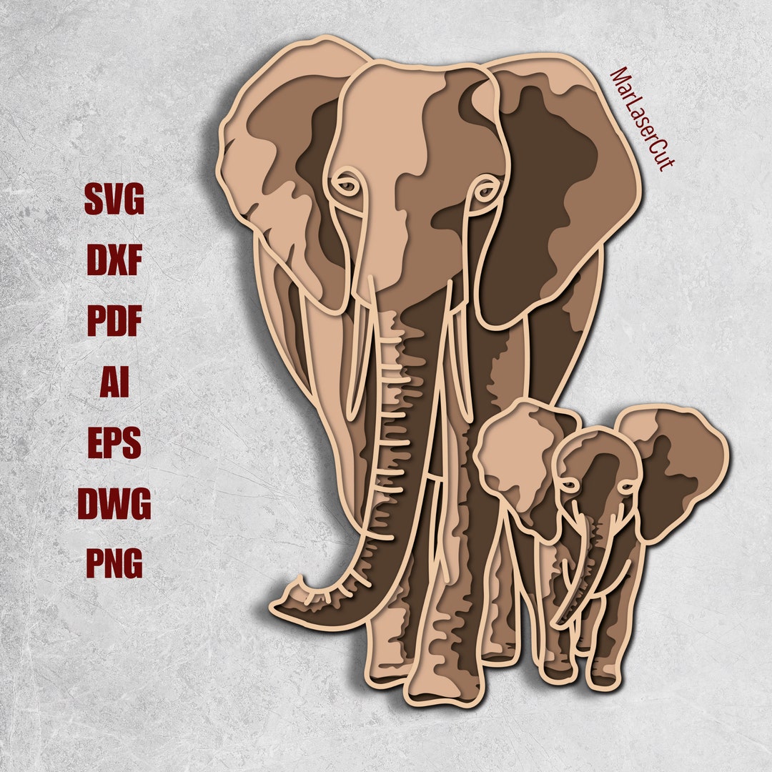 Multilayer Elephants Laser Cut File 3D Elephant Mandala Layered Dxf ...