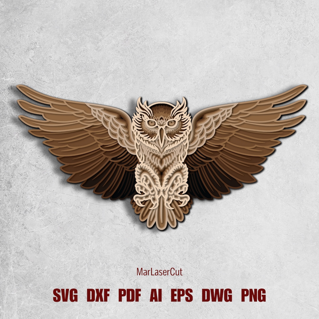 Multilayer Owl Laser Cut File Owl Mandala SVG Layer Owl CNC Multilayer ...