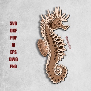 Seahorse Laser Cut File Multilayer SVG Instant Download Vector Seahorse ...