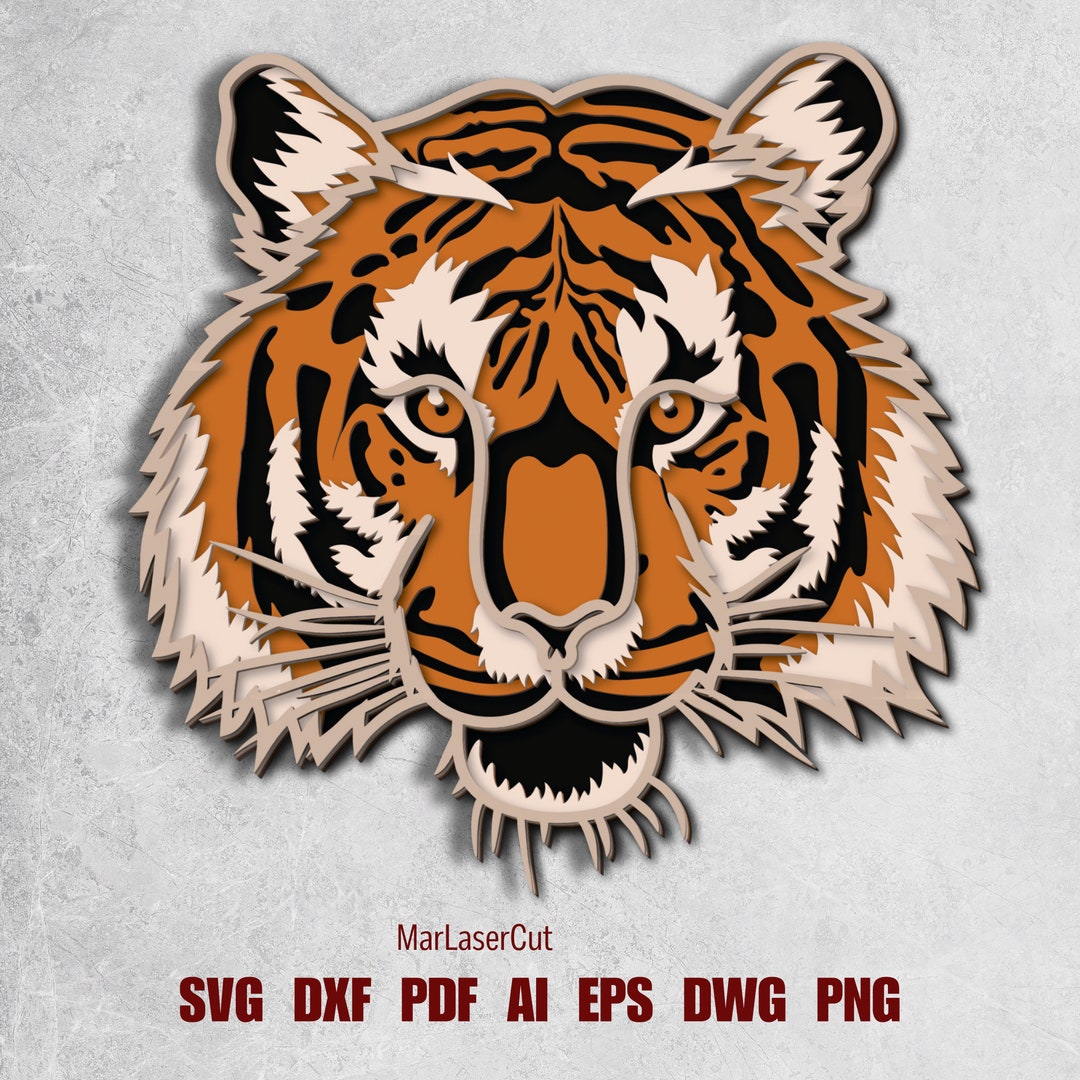 Multilayer Tiger Head Laser Cut File 3D Tiger Mandala Layered Dxf ...