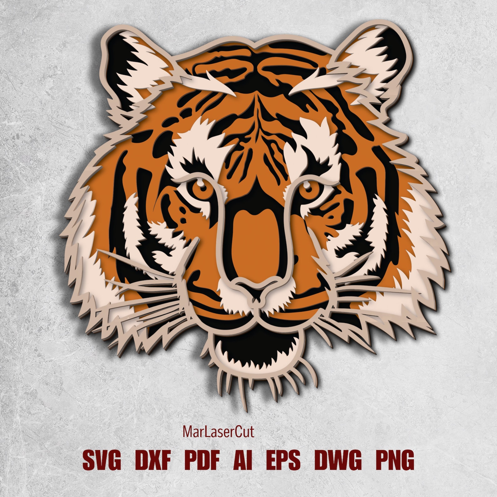 Multilayer Tiger Head Laser Cut File 3D Tiger Mandala Layered Dxf ...