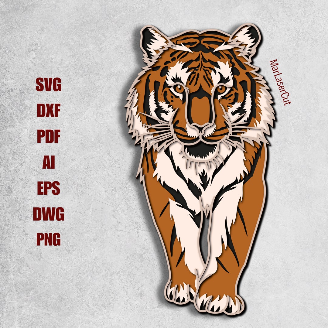 Multilayer Tiger Laser Cut File 3D Tiger Mandala Layered Dxf Dwg ...