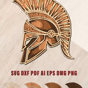 Multilayer Spartan Gladiator Helmet Laser Cut File 3D Layered Spartan ...
