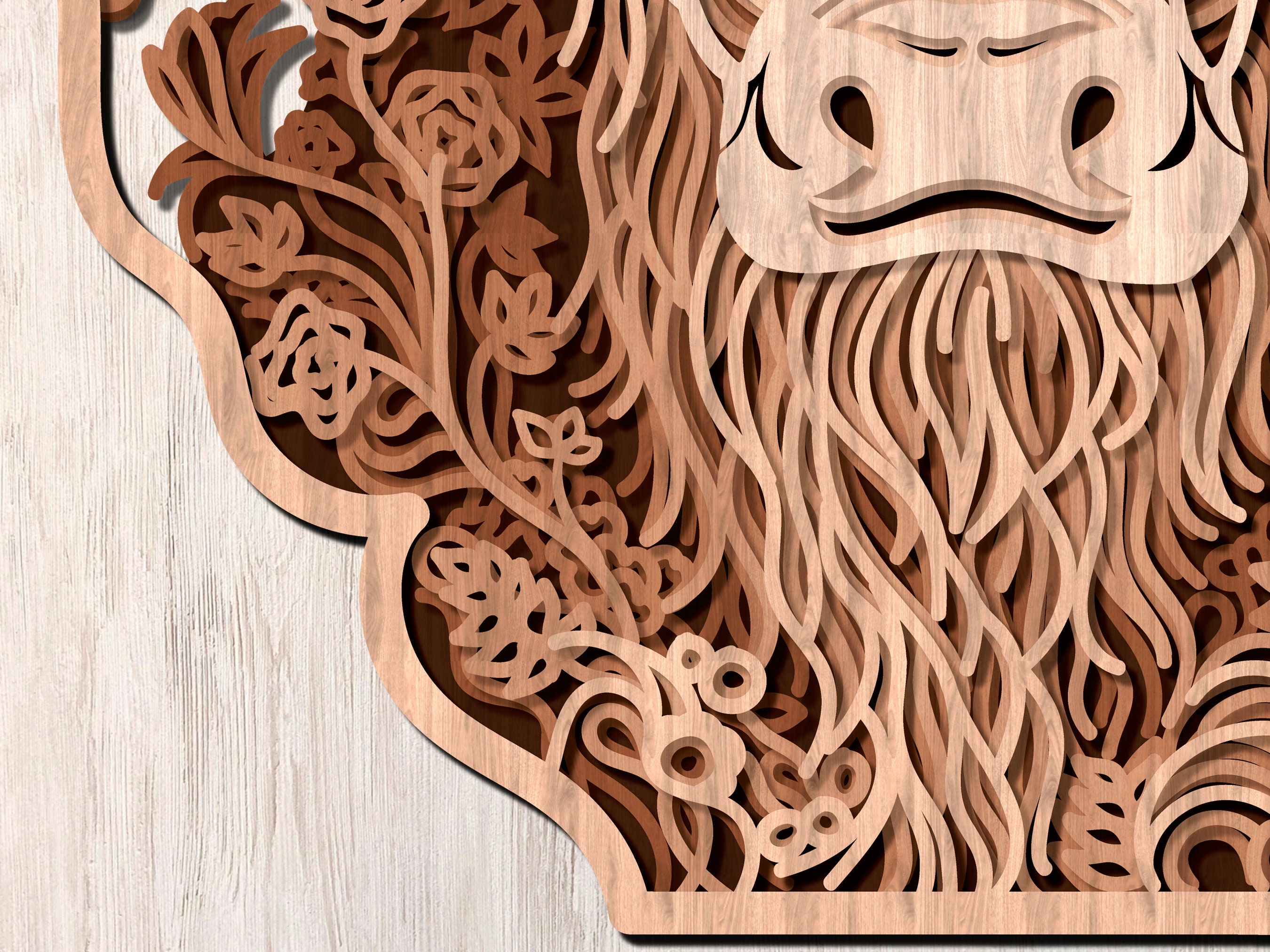 Multilayer Highland Cow Laser Cut File 3D Layered Cow Layered - Etsy ...