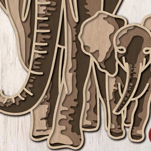 Multilayer Elephants Laser Cut File 3D Elephant Mandala Layered Dxf ...