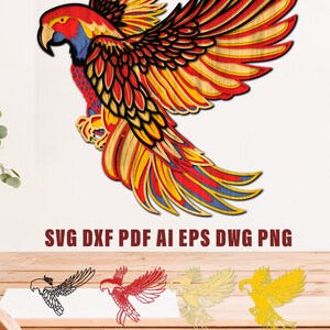Multilayer Parrot Laser Cut File 3D Layered Parrot Paper Cut File SVG ...